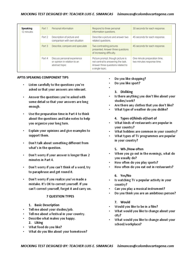 Aptis Speaking Training Mocking Test | PDF | Human Nature | Cognitive ...