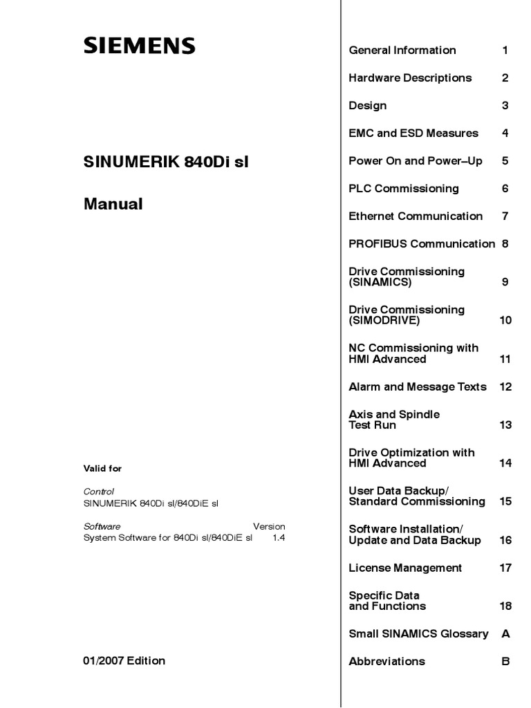 SINUMERIK 840di SL Manual: Valid For | PDF | Electrostatic Discharge | Computer Engineering