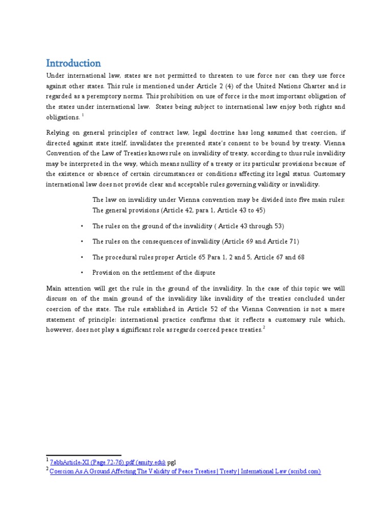 Coercion of Representative of State | PDF | Treaty | International Law