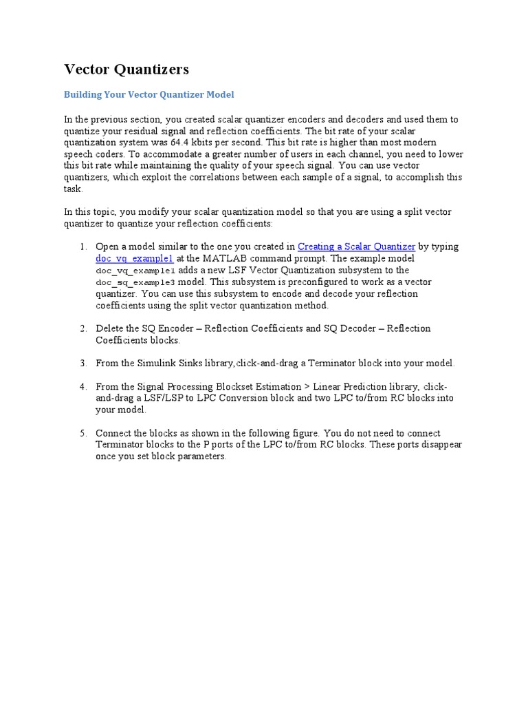 Vector Quantizers Creating A Scalar Quantizer Doc Vq Example1