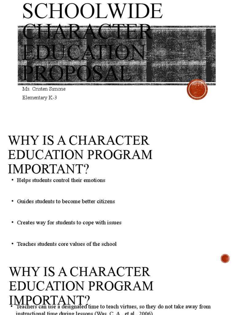 Character Counts! Curriculum Proposal | PDF | Program Evaluation | Teachers