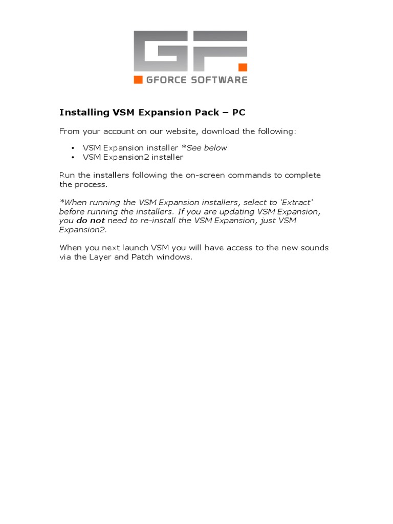 VSM Expansion Pack PC Installation Guide | PDF