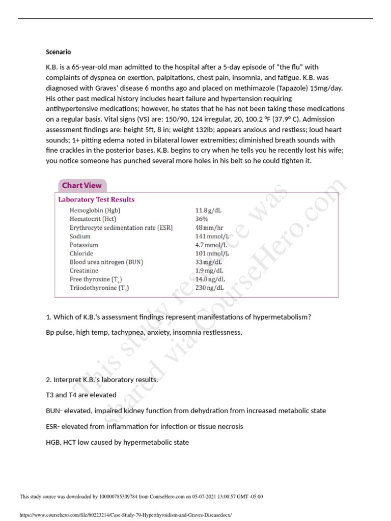 Hyperthyroidism Case Study: K.B.'s Journey | PDF | Heart Failure | Heart