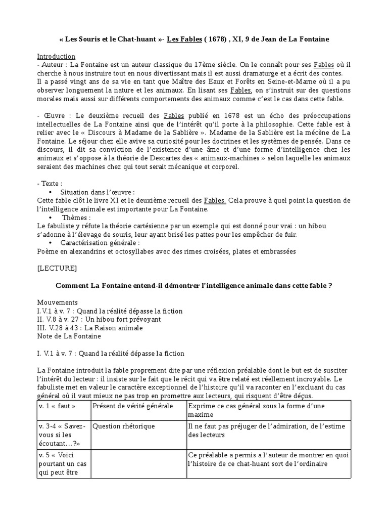 Les Souris Et Le Chat Huant | PDF | Fable | René Descartes