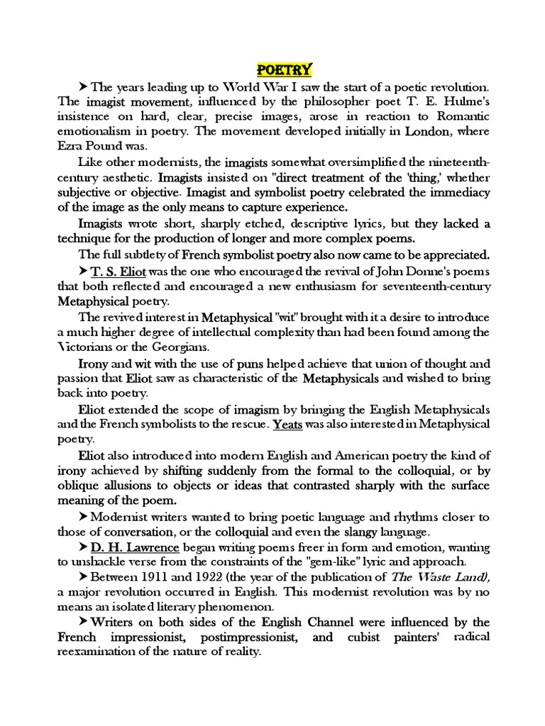 Modern Poetry (Theory) | PDF | Modernism | Poetry