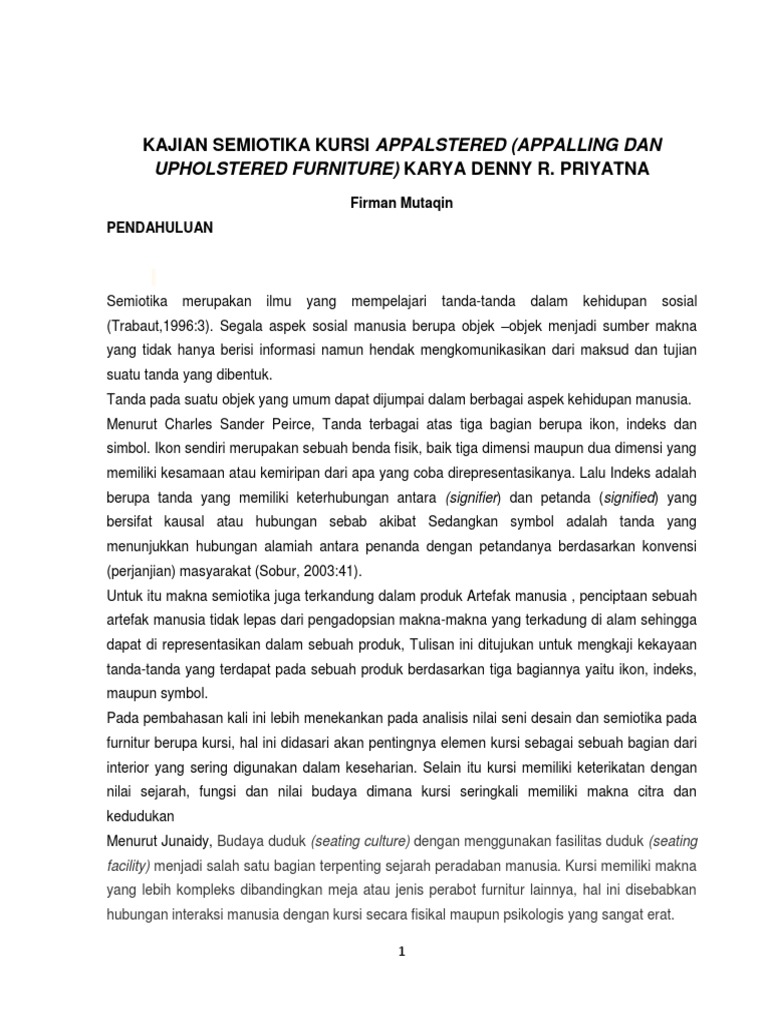 Semiotika Kursi Appalstered Denny R. Priyatna | PDF