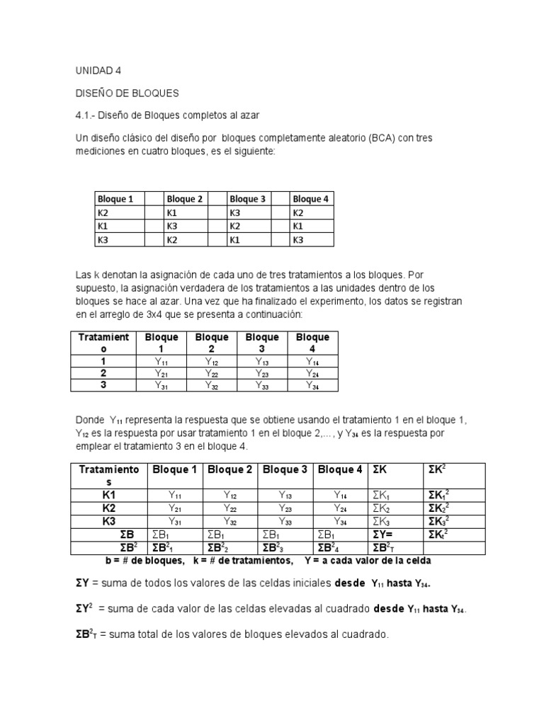 UNIDAD 4 - Diseño de Bloques | PDF | Análisis de variación ...
