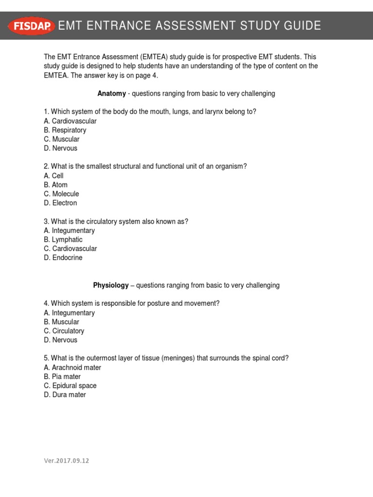 EMTEA Study Guide Final | PDF | Human Body | Anatomy