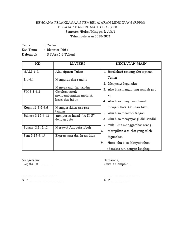 RPPM BDR Minggu 1 | PDF