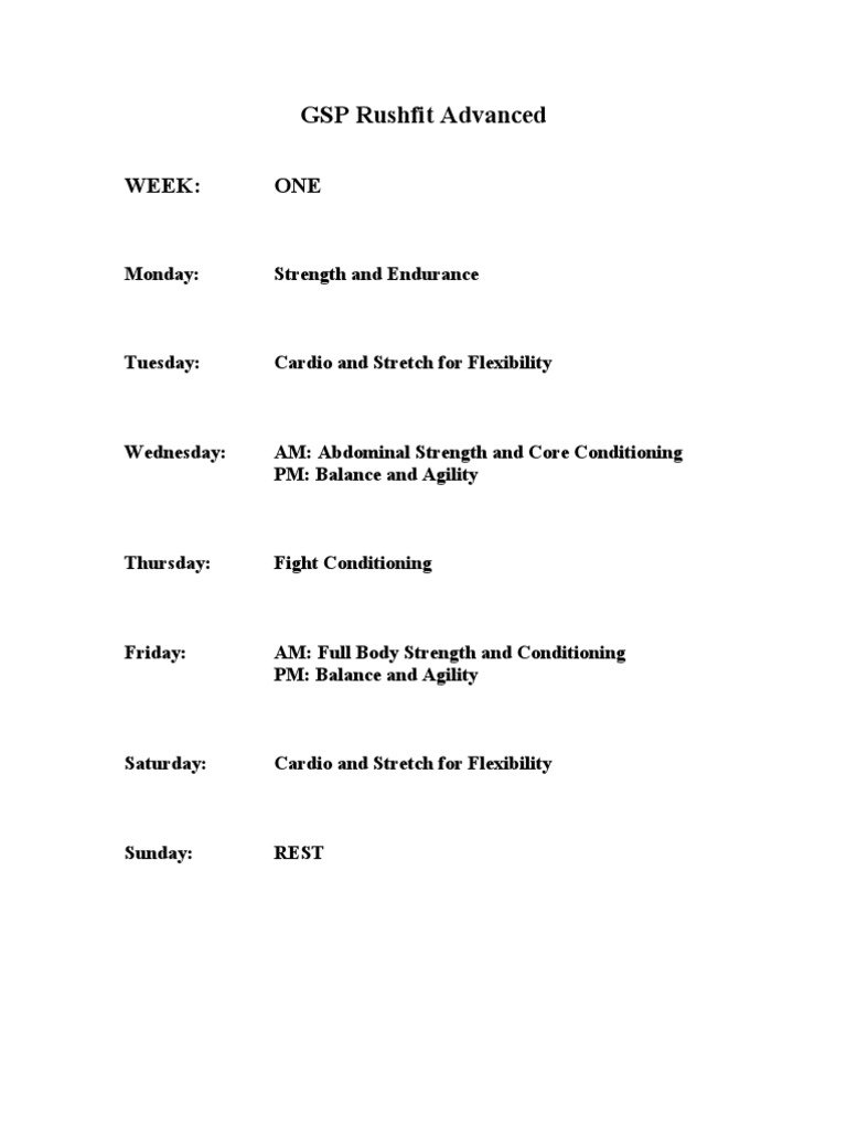 GSP Rushfit Advanced | PDF | Flexibility (Anatomy) | Sports