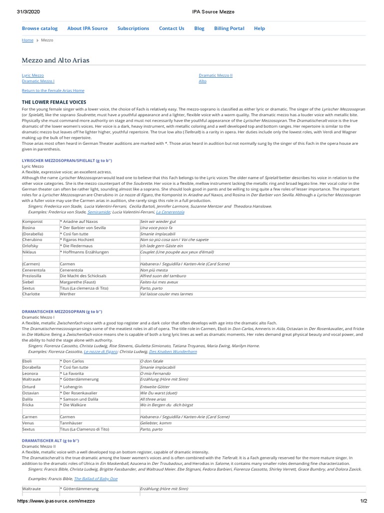 IPA Source Mezzo Arias | Download Free PDF | Vocal Musical Compositions ...