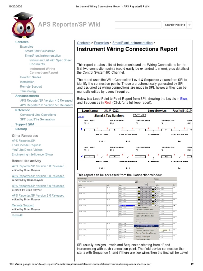 Instrument Wiring Connections Report - APS Reporter - SP Wiki | PDF ...