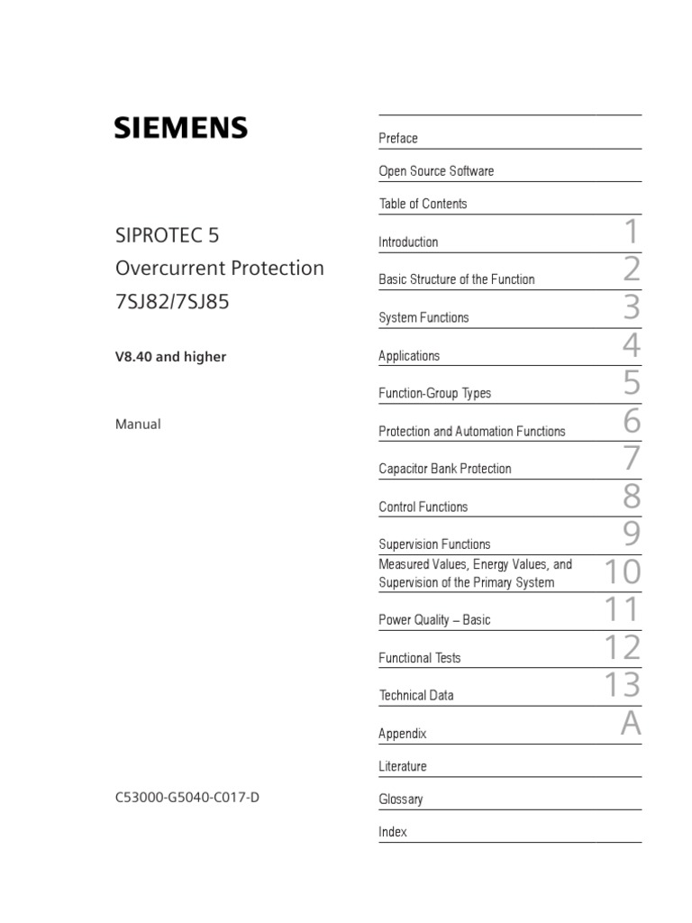 SIP5 7SJ82-85 V08.40 Manual C017-D en | PDF | Electromagnetic ...