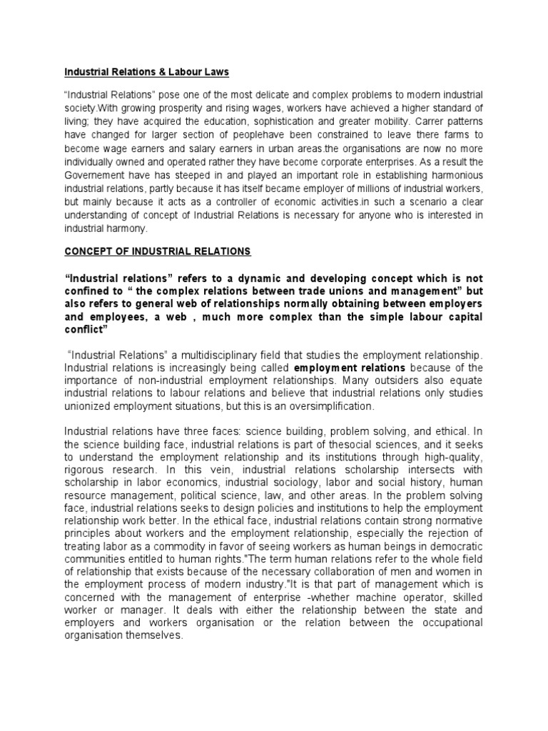 Industrial Relation | PDF | Industrial Relations | Employment