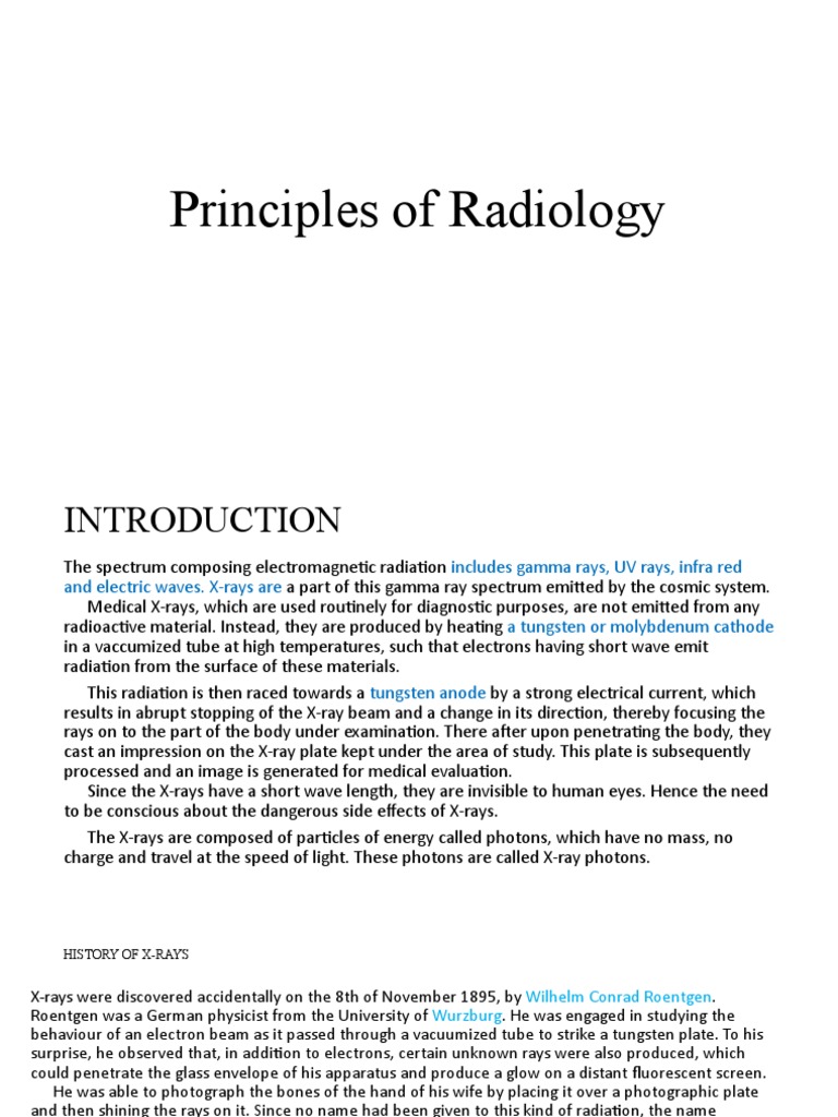 Principles of Radiology | PDF | Radiography | X Ray