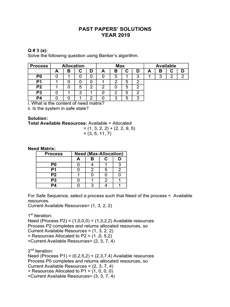 Os Past Papers' Solutions 2019 | PDF | Numerical Analysis ...