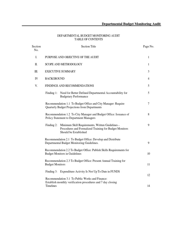 Departmental Budget Monitoring Audit | PDF | Fund Accounting | Budget