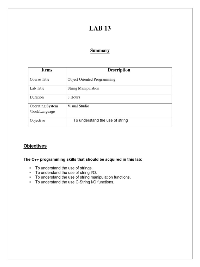 The C Programming Skills That Should Be Acquired In This Lab Pdf String Computer Science