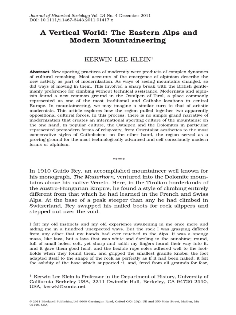 Kerwin Klein A Vertical World | PDF | Mountaineering | Rock Climbing