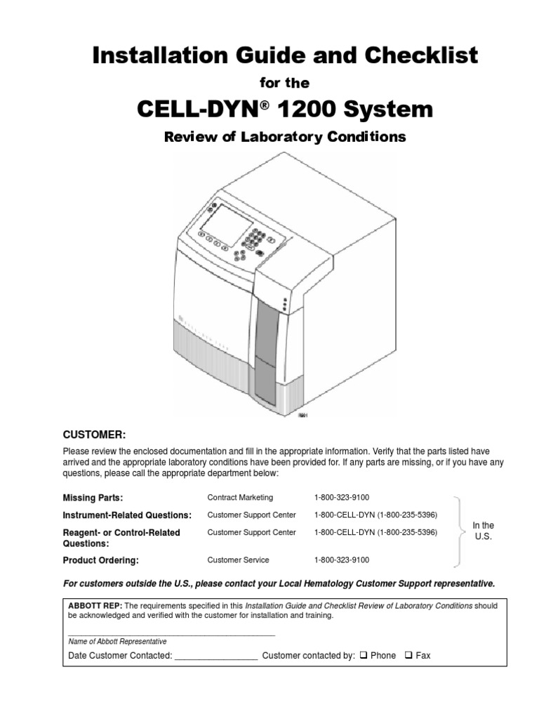 Installation Guide and Checklist Cell-Dyn 1200 System: For The Review ...
