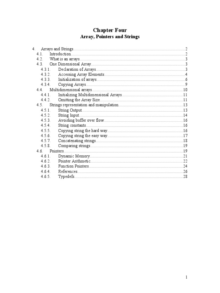 Chapter 4 Arrays Pointers And String Pdf Pointer Computer Programming Array Data Structure 7766