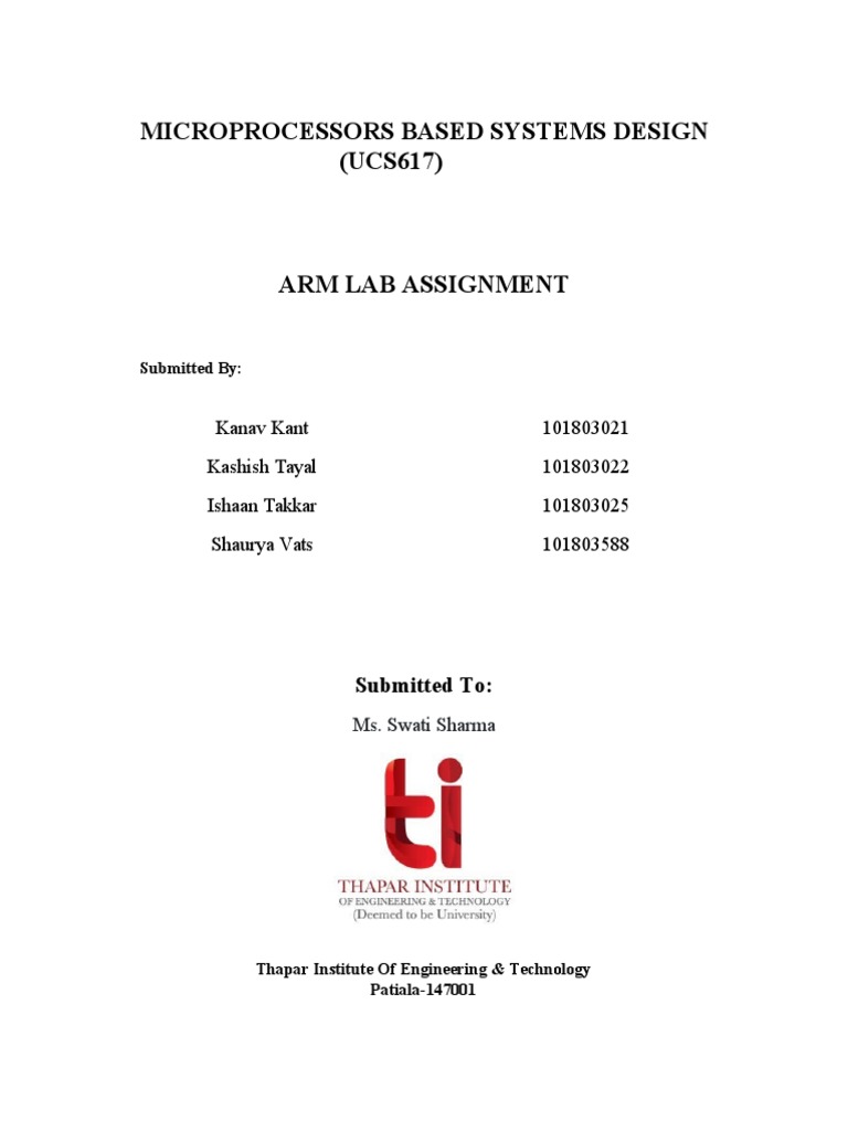 ARM Lab Assignment | PDF | Assembly Language | Computer Architecture