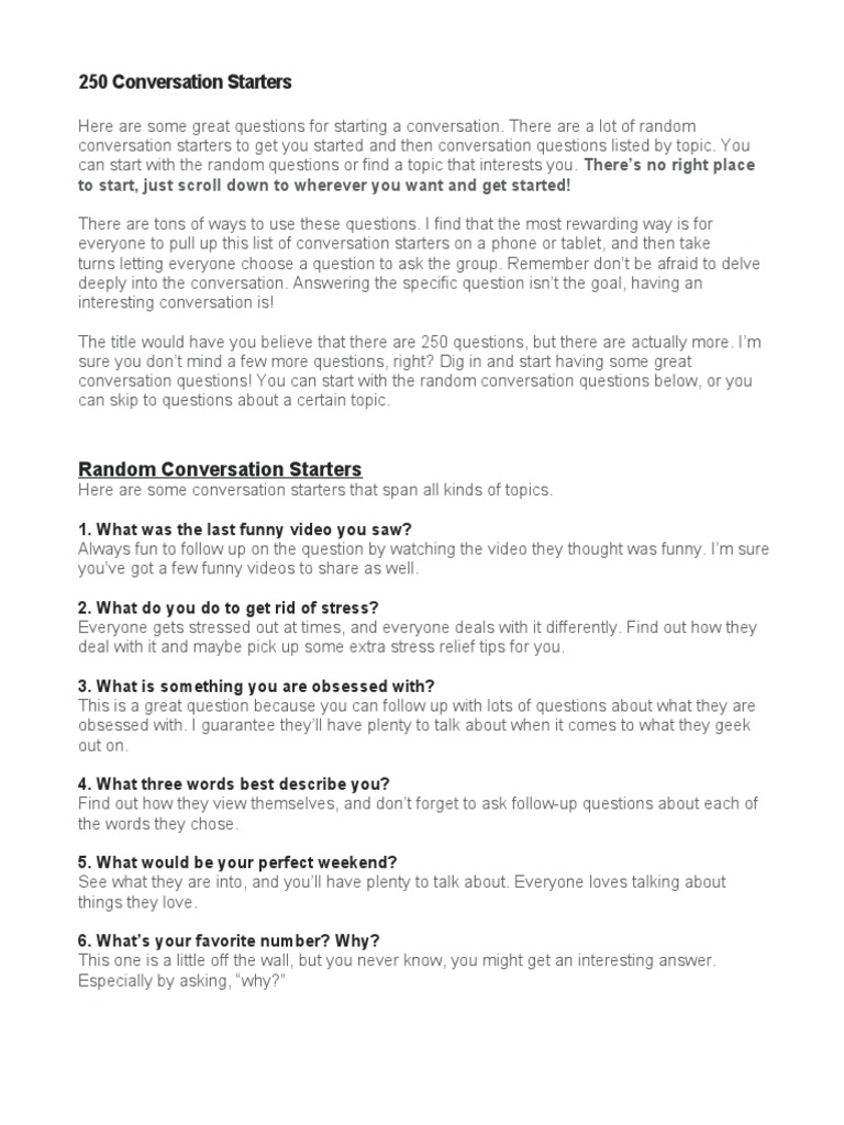 250 Conversation Starters | Download Free PDF | Dystopia | Fashion