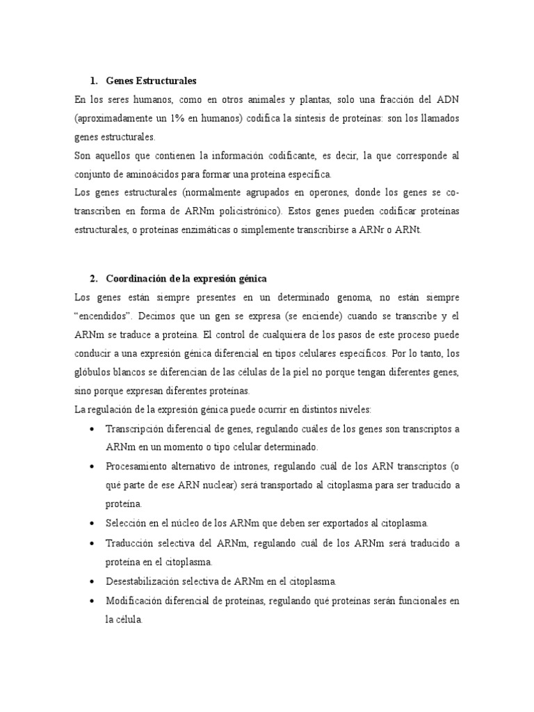 Genes Estructurales | PDF | Gene | La expresion genica