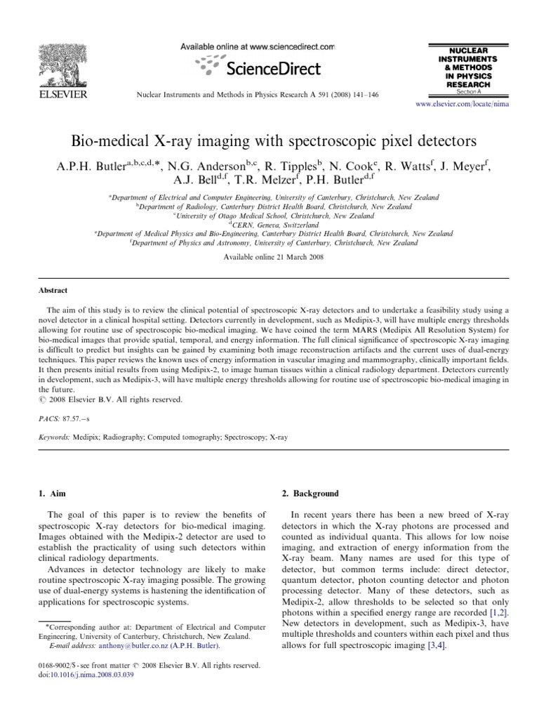 Bio-Medical X-Ray Imaging With Spectroscopic Pixel Detectors | PDF