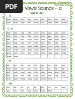 Long Vowel Sounds - A: Word List | PDF | Foods | Nature