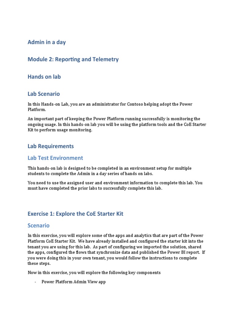 Admin in A Day Module 2: Reporting and Telemetry Hands On Lab Lab ...