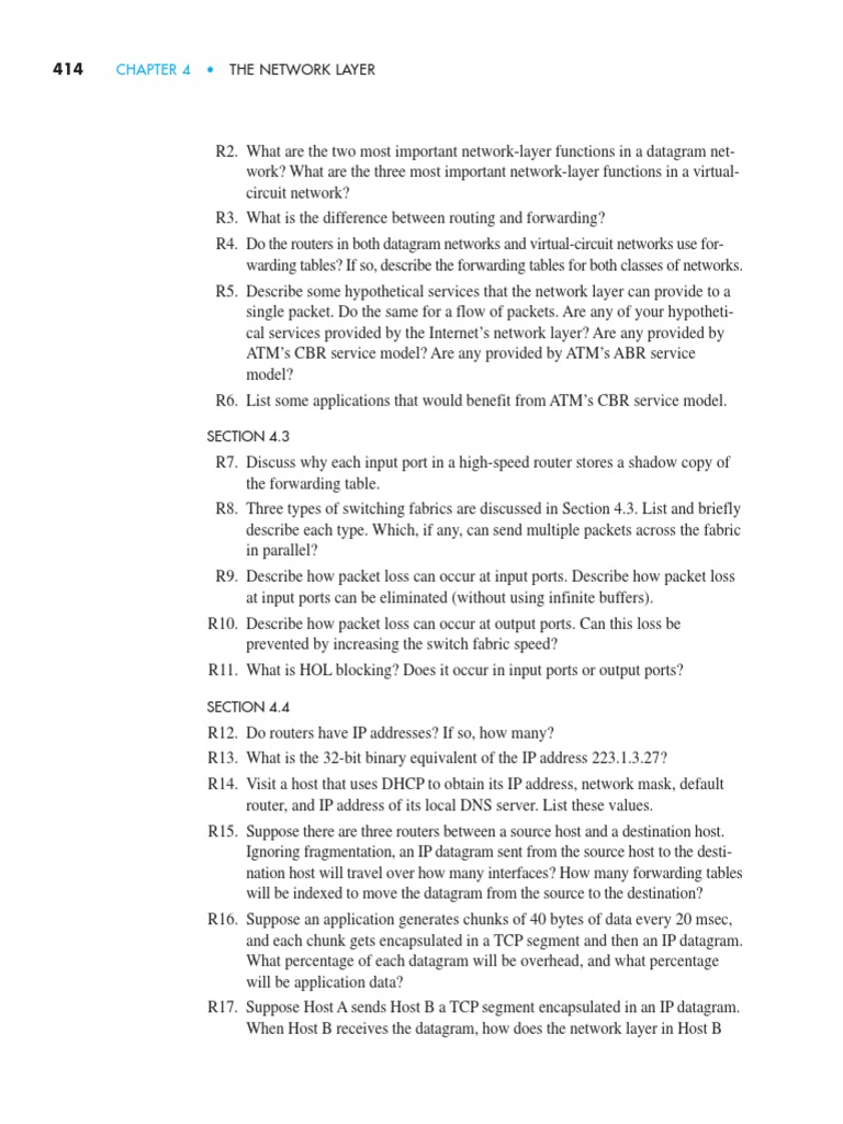 Chapter 4 - : The Network Layer | PDF | Internet Protocols | Router (Computing)