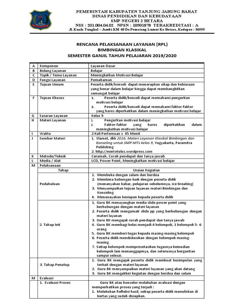 RPL Meningkatkan Motivasi Belajar Ganjil | PDF