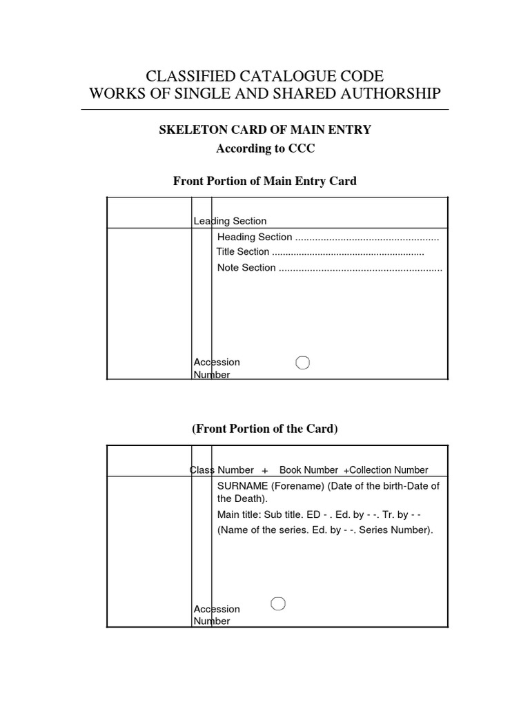 Classified Catalogue Code Works of Single and Shared Authorship | PDF | Books