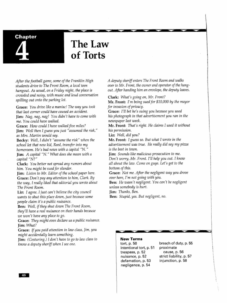 Ch. 4 The Law of Torts Textbook | PDF