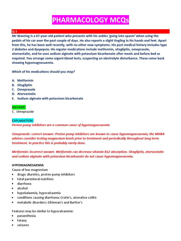 PASSMEDICINE MCQs-PHARMACOLOGY | PDF | Opioid | Aspirin