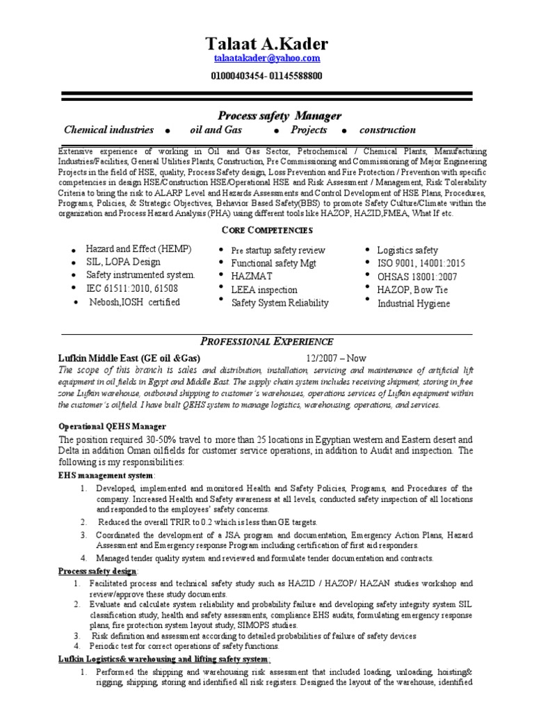 Process Safety Manager | PDF | Occupational Hygiene | Dangerous Goods