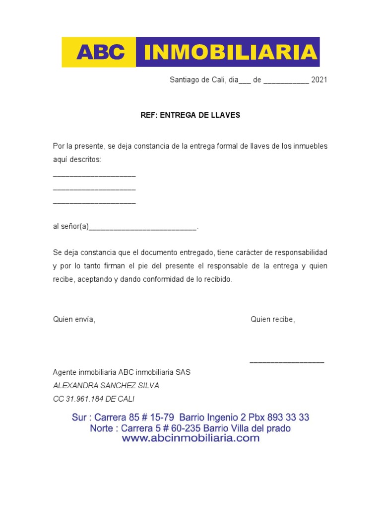 Entrega de Llaves Formato | PDF