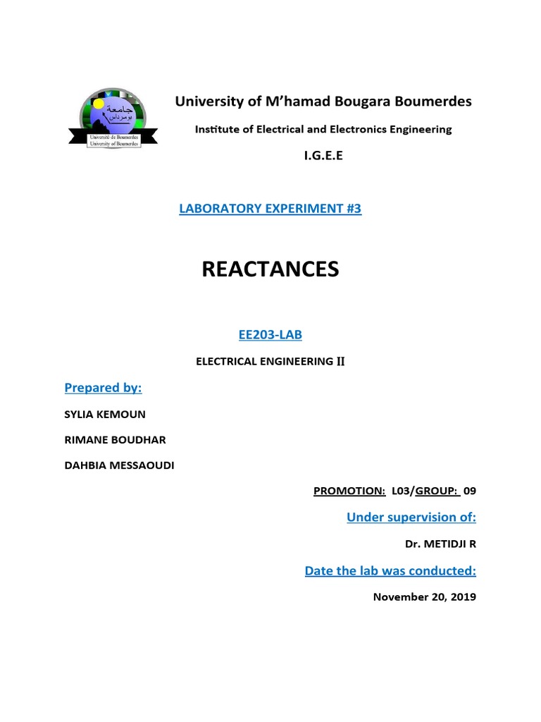 Reactances: University of M'hamad Bougara Boumerdes | PDF