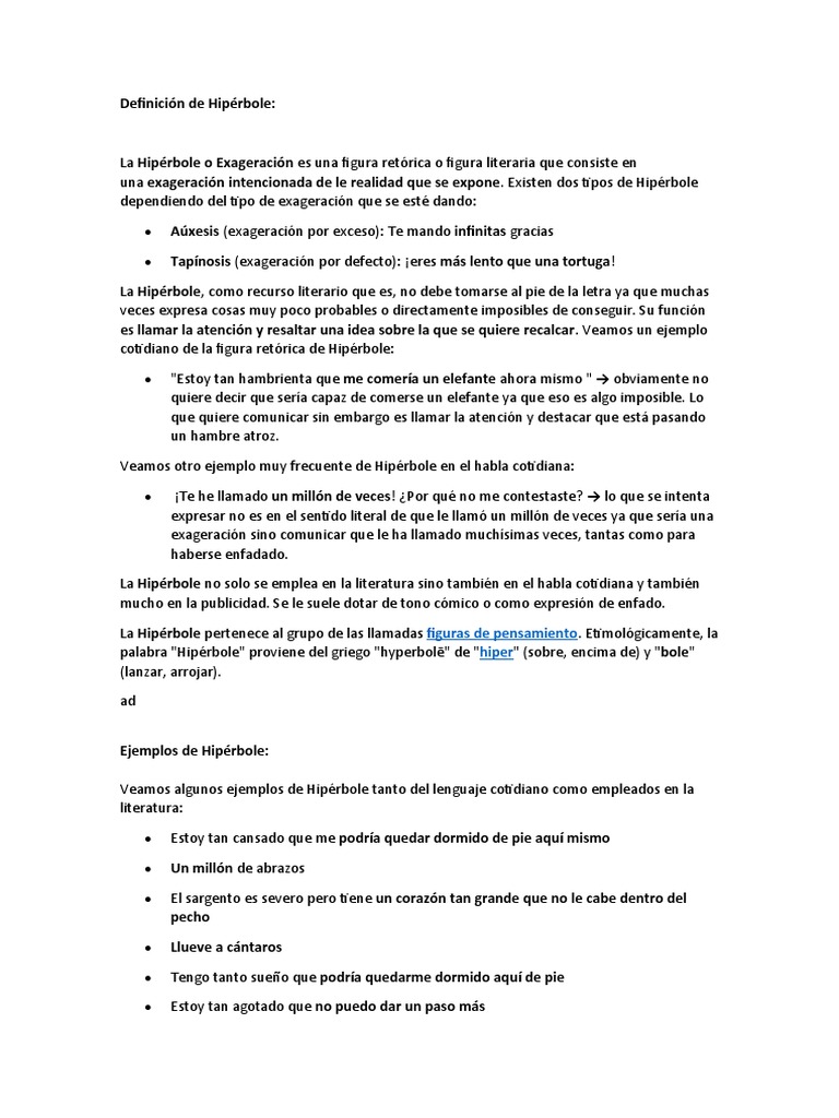Definición de Hipérbole | PDF | Poesía