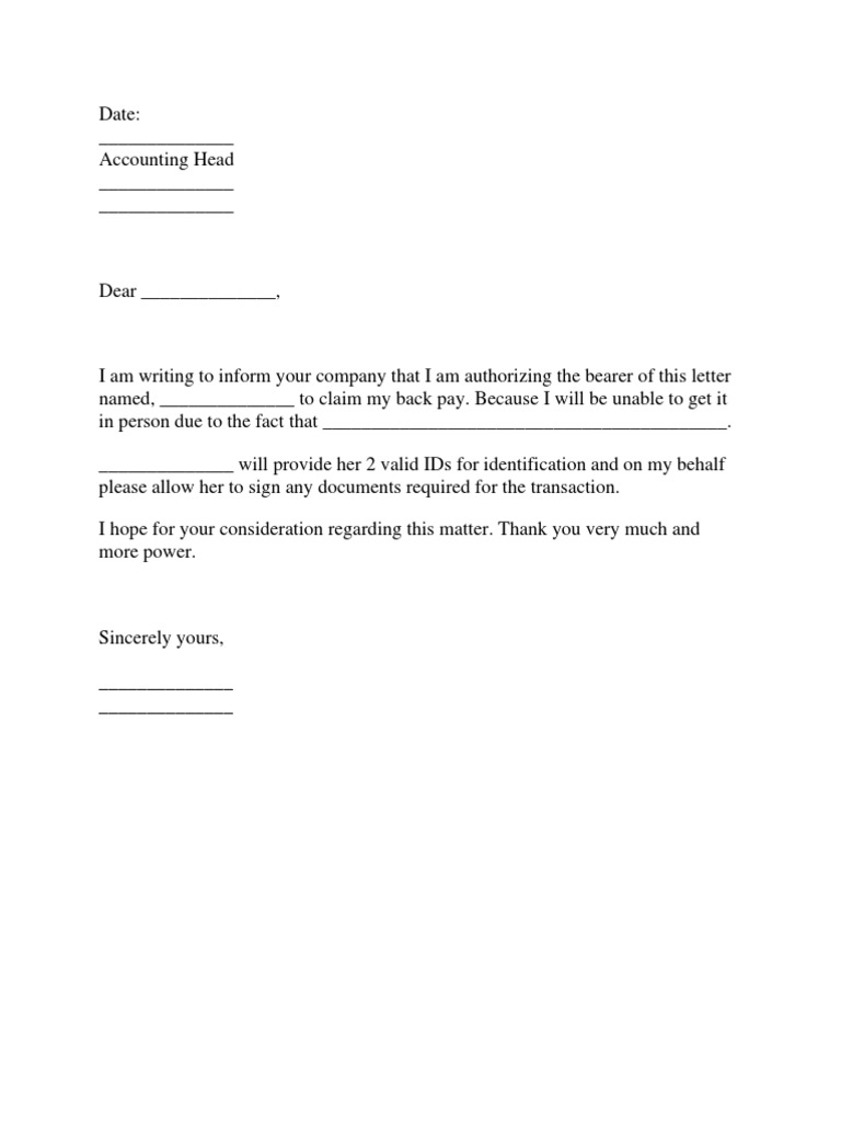 Authorization Letter To Claim Money | PDF