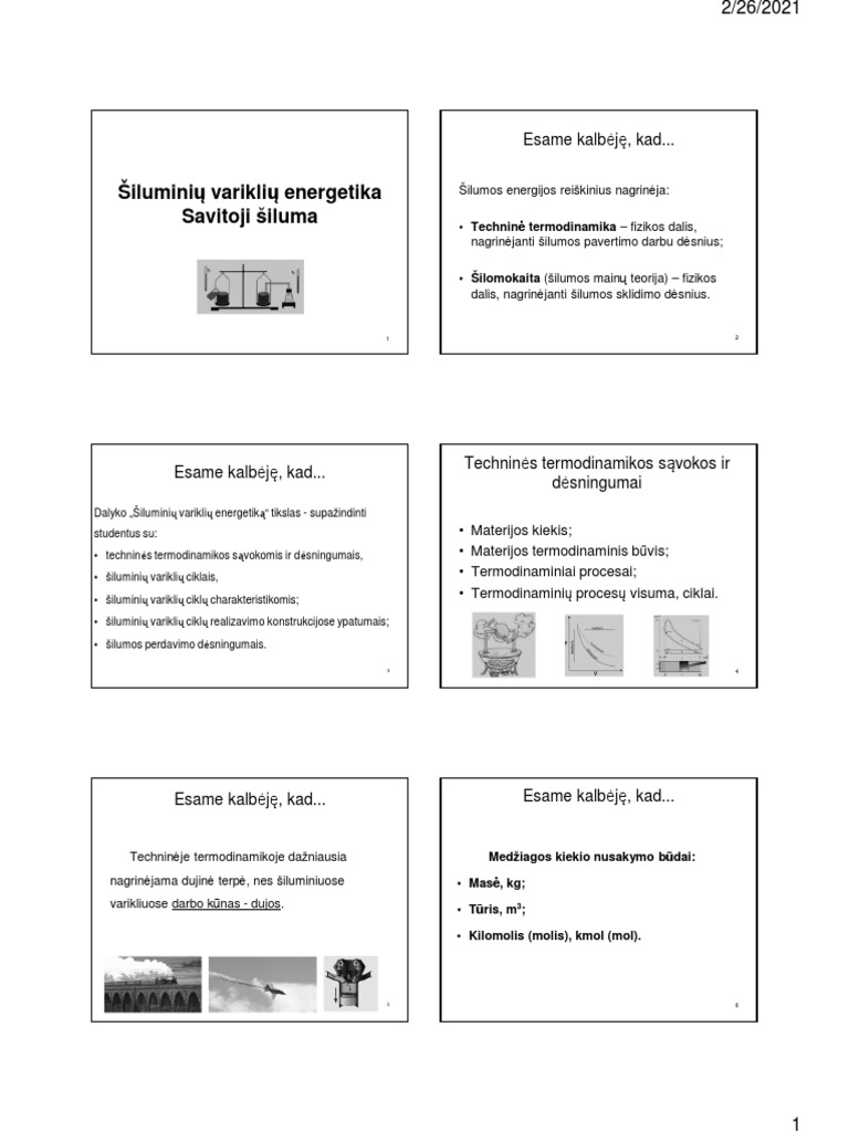 Šiluminių Variklių Energetika Savitoji Šiluma: Esame Kalbėję, Kad.. | PDF