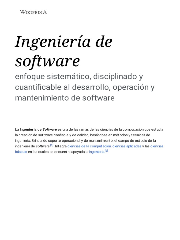 Ingeniería de Software - Wikipedia, La Enciclopedia Libre | PDF ...