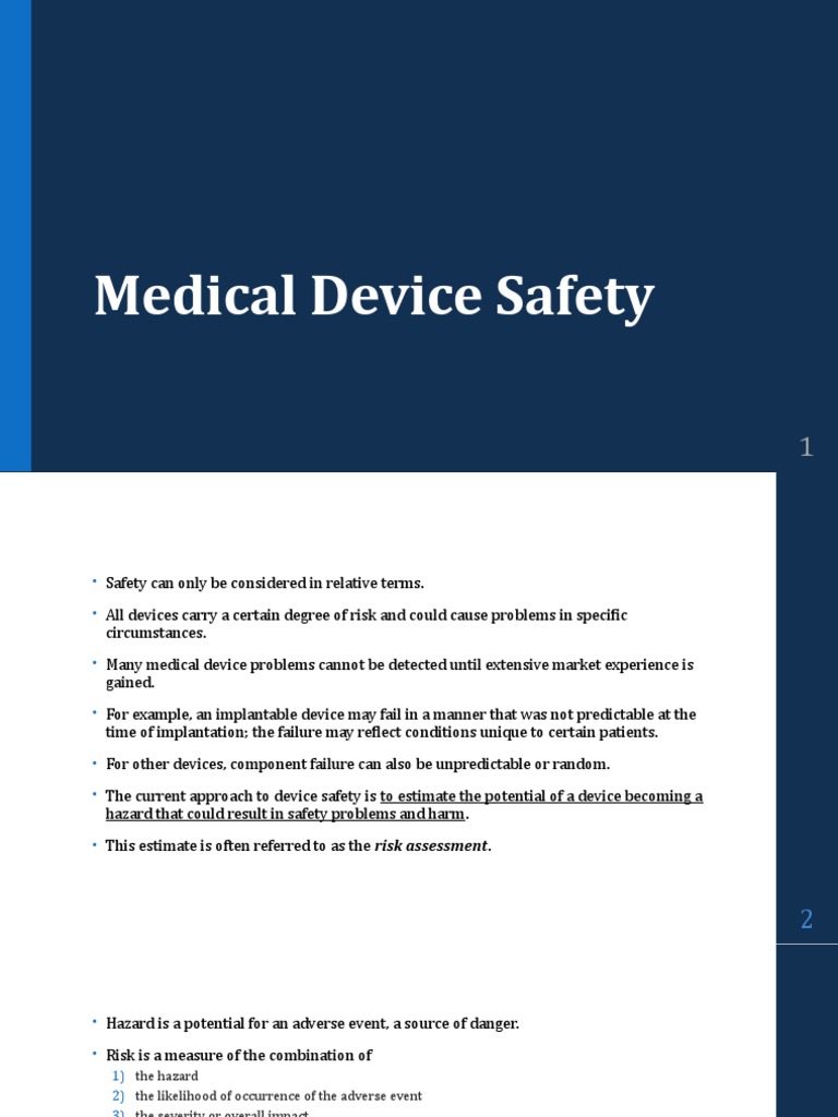 Medical Device Safety Risk Assessment | PDF | Medical Device | Risk