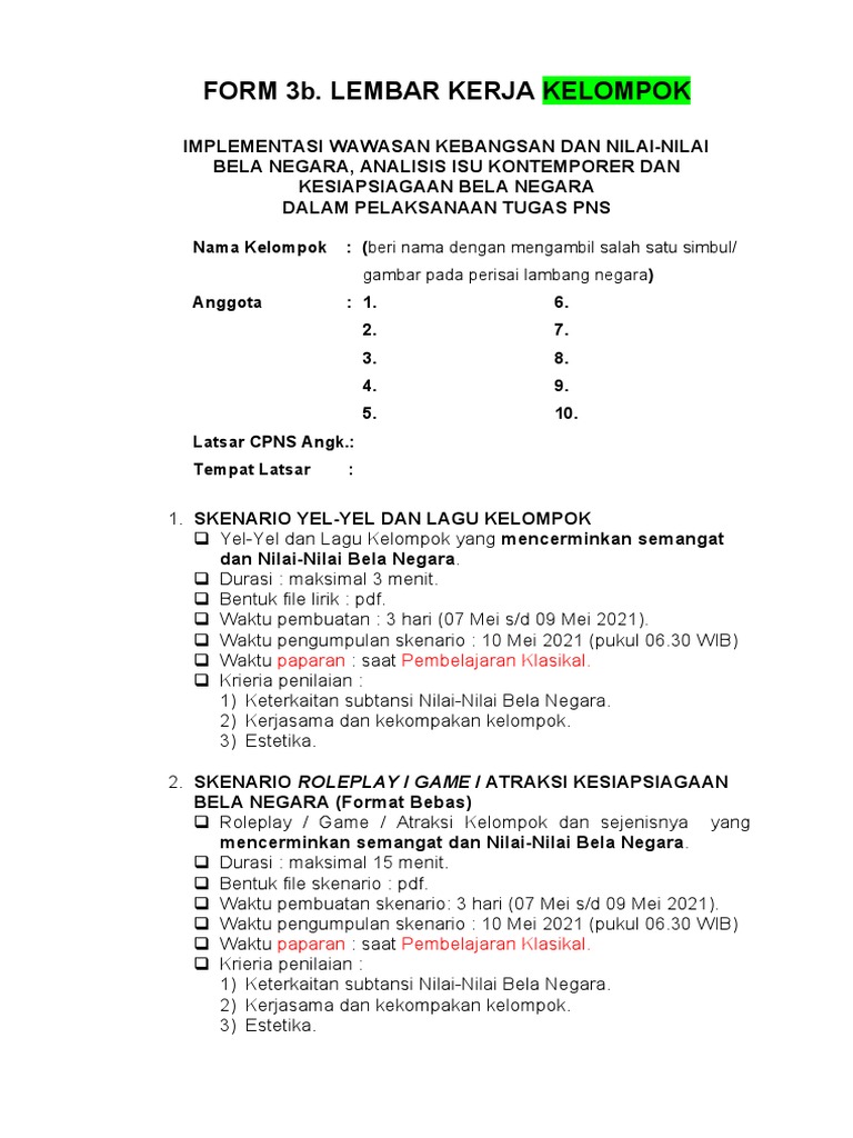 Form 3B. Lembar Kerja Kelompok | PDF