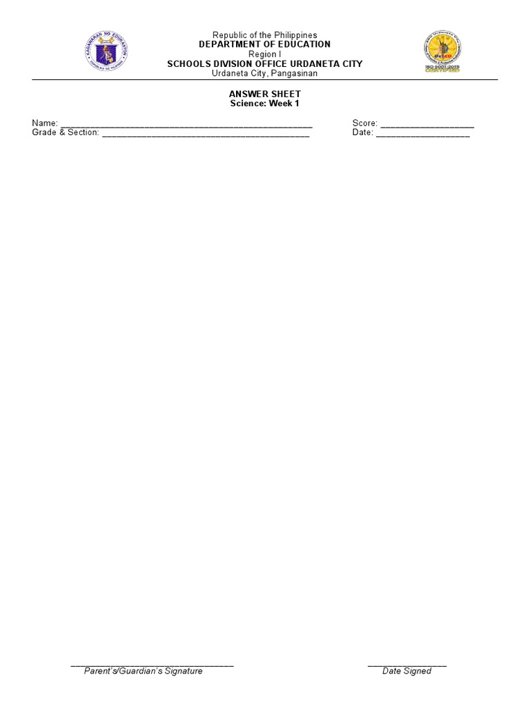 Q2 Answer Sheet | PDF