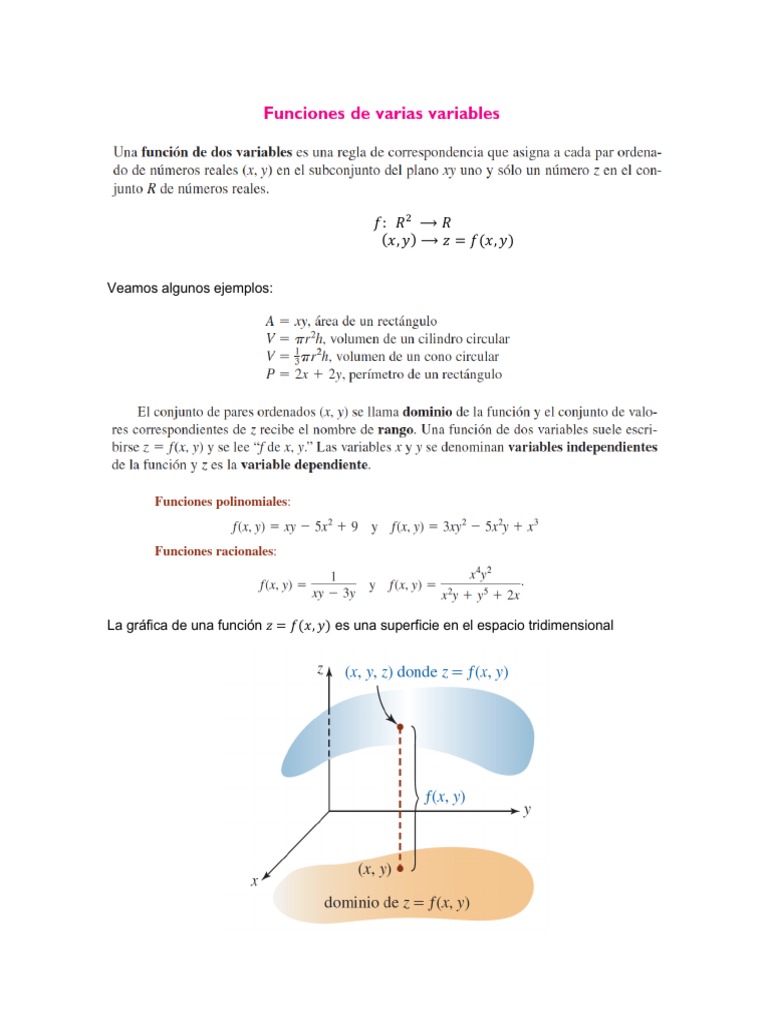 Funciones de Varias Variables | PDF | Derivado | Función (Matemáticas)