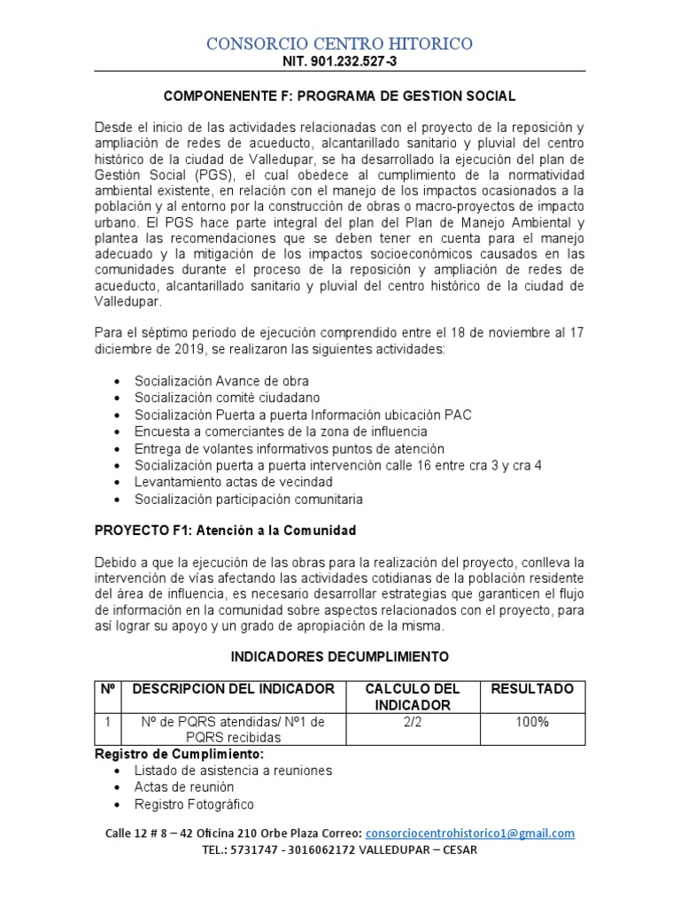 Informe Septimo Centro Historico | PDF | Business | Agua