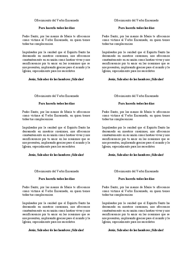 Ofrecimiento Del Verbo Encarnado | PDF | María, madre de Jesús ...