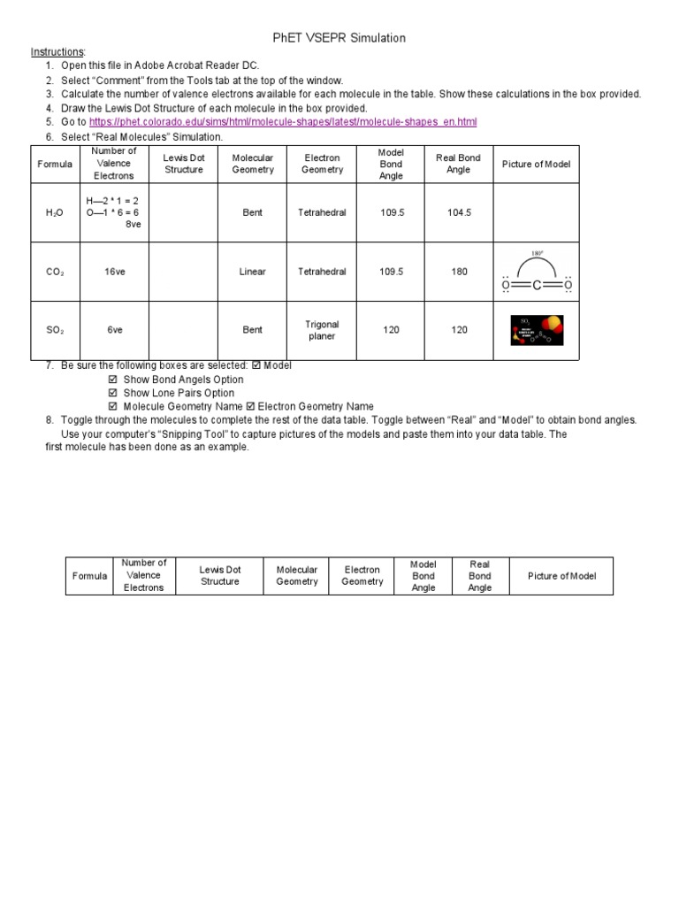 PhET VSEPR Simulation (Honors) | PDF | Chemical Physics | Applied And ...